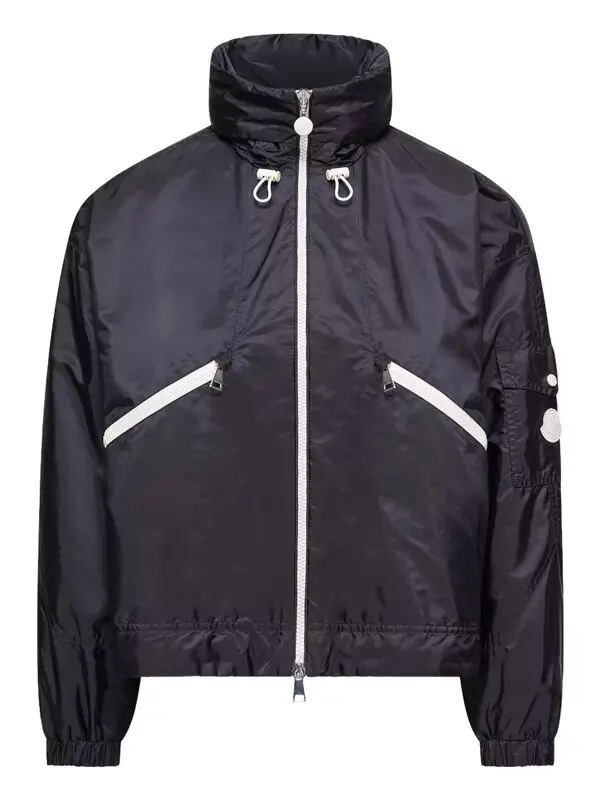Moncler Logo Patch Zip-up Jacket - Navy Blue