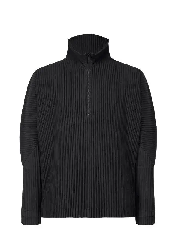 Issey Miyake Homme Plissé Half Zip Pleated Sweatshirt - Black