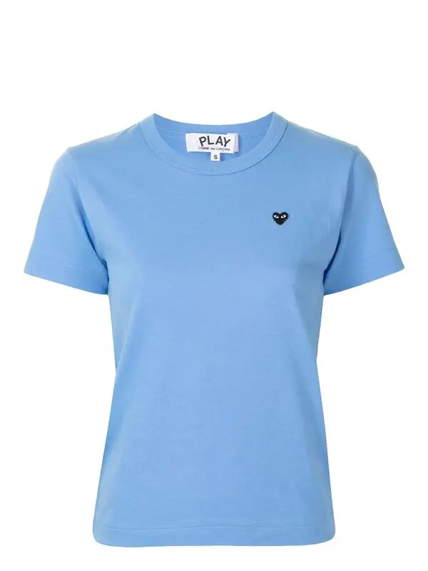 Play Comme Des Garcon Cotton T-shirt With Embroidered Logo - Blue