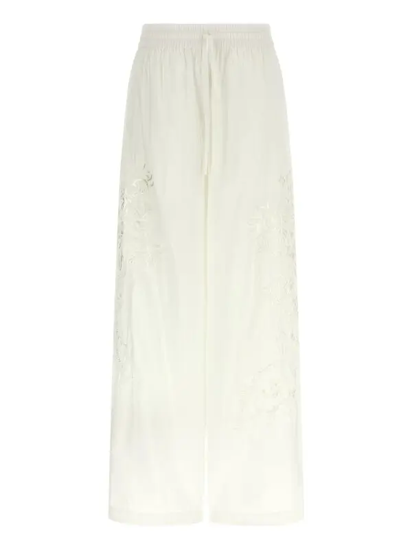 P.a.r.o.s.h Ninja Wide-leg Pants With Embroidered Sides - White