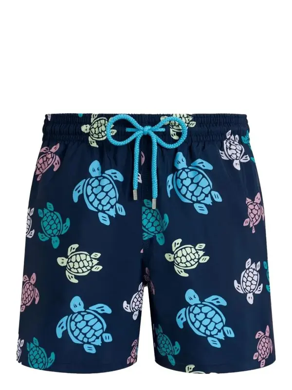 Vilebrequin Turtle-print Drawstring Swim Shorts - Navy Blue