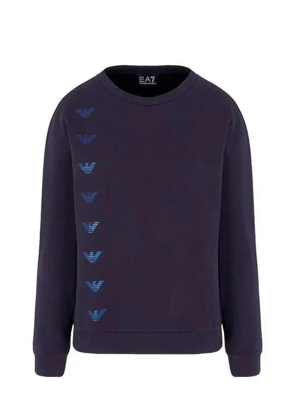 EA7 Crew Neck Sweatshirt With Logo Print - Black