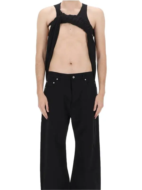 Rick Owens Sleeveless Gathered-detail Tank - Black