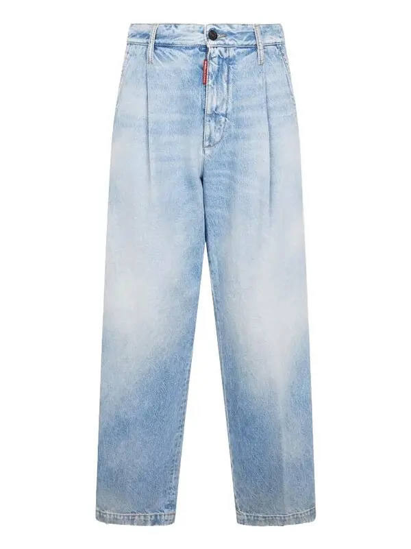 Dsquared2 Wide-leg Pleated Jeans In Light Wash Denim - Blue