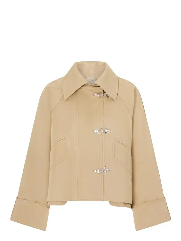 PATOU Collared Cotton Gabardine Jacket With Silver Button Detailing - Sand