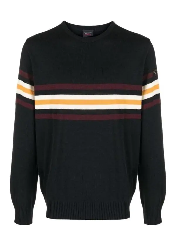 PAUL  SHARK Paul & Shark Horizontal Stripe Fine Knit Jumper - Black