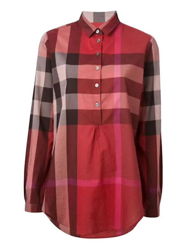 Burberry Classic Checkered Long Sleeve Shirt - Red