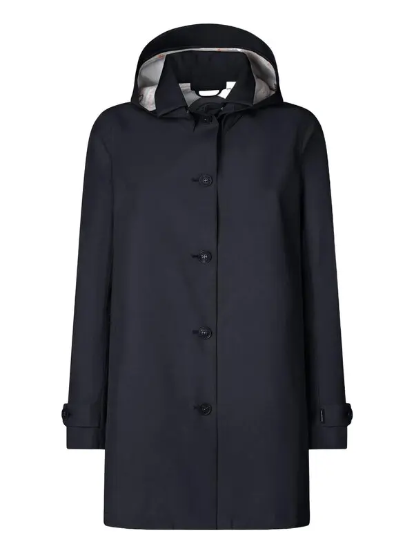 SAVE THE DUCK Hooded Button-front Coat - Blue-black