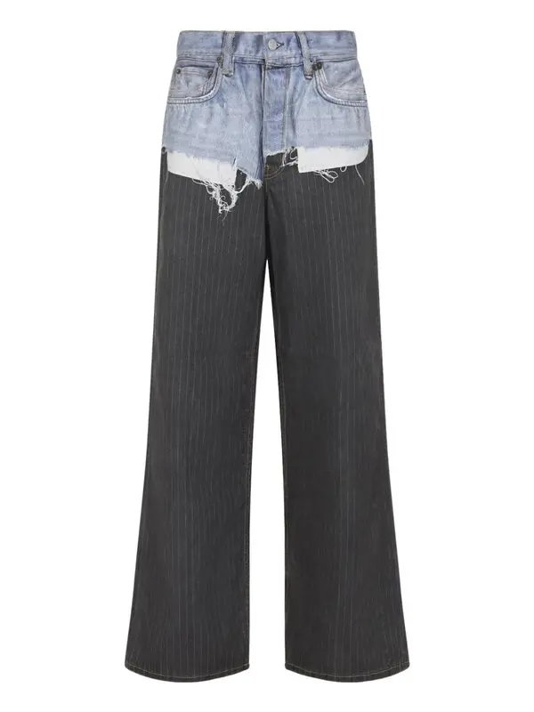 Acne Studios Pinstripe Overlay Wide-leg Jeans - Black