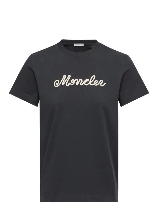 Moncler Logo Embroidered Crewneck T-shirt - Navy