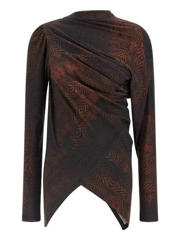 KIKO KOSTADINOV Simpson Draped Long-sleeve Top - Brown