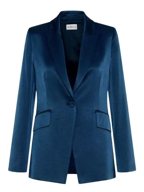 Marella Satin Blazer - Navy Blue