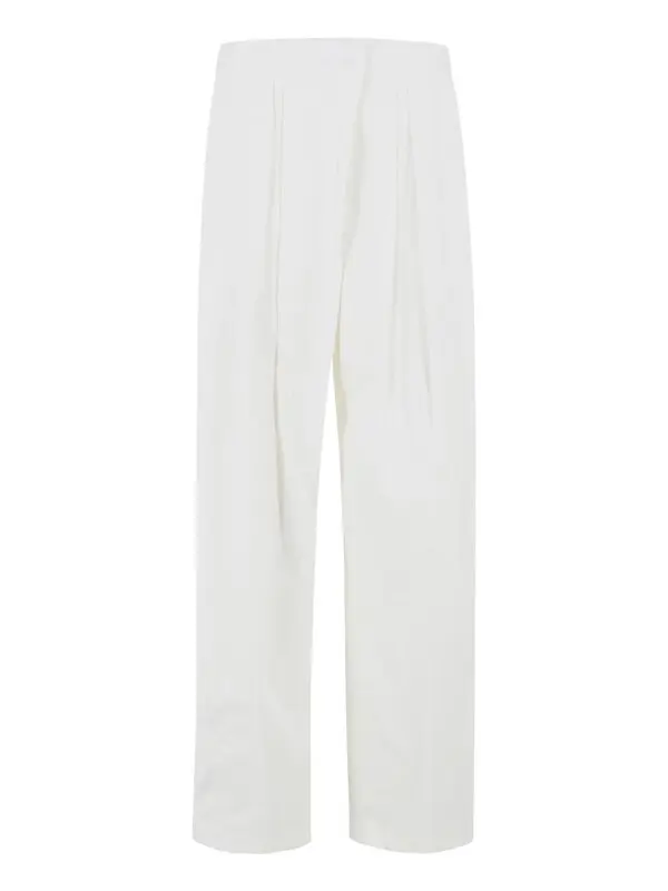 JIL SANDER Straight Leg Pleated Trousers - Ivory