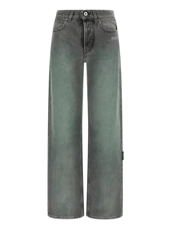 Off-White Logo Patch Straight-leg Jeans - Gray