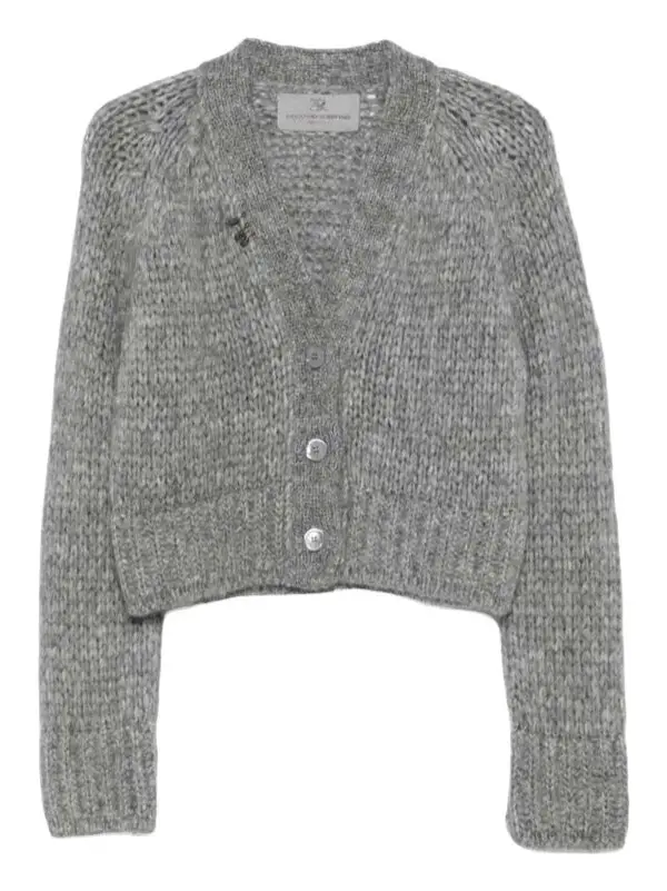 Ermanno Scervino Button-embellished Knit Cardigan - Gray