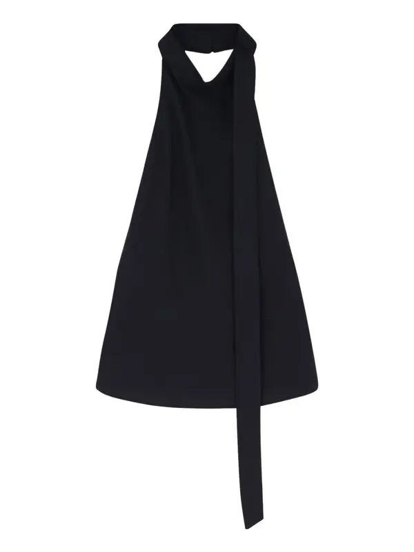 ALYSI Open Back Halter Neck Top With Bow Detail - Black