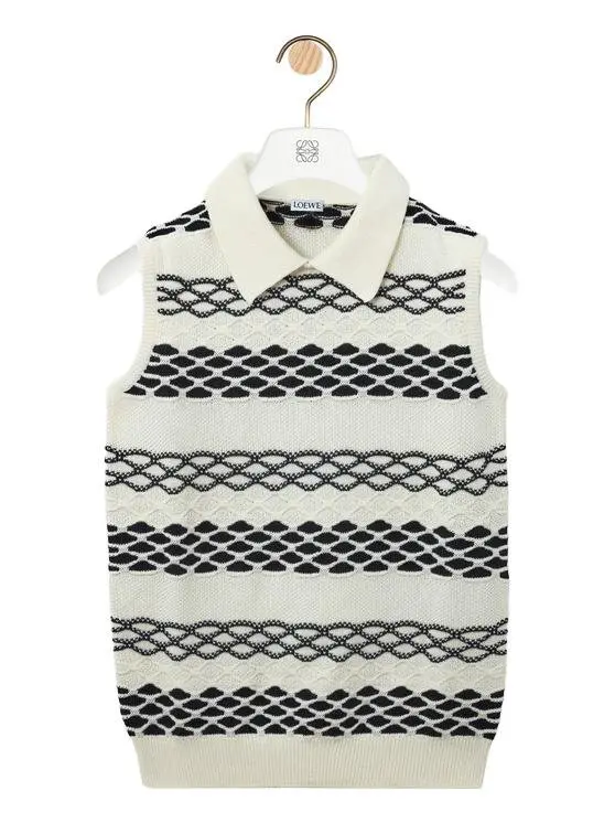 Loewe Polo Collar Knitted Vest - White