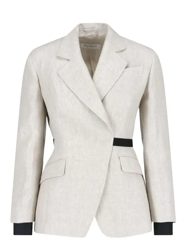 Max Mara Belted Double-breasted Blazer - Sand