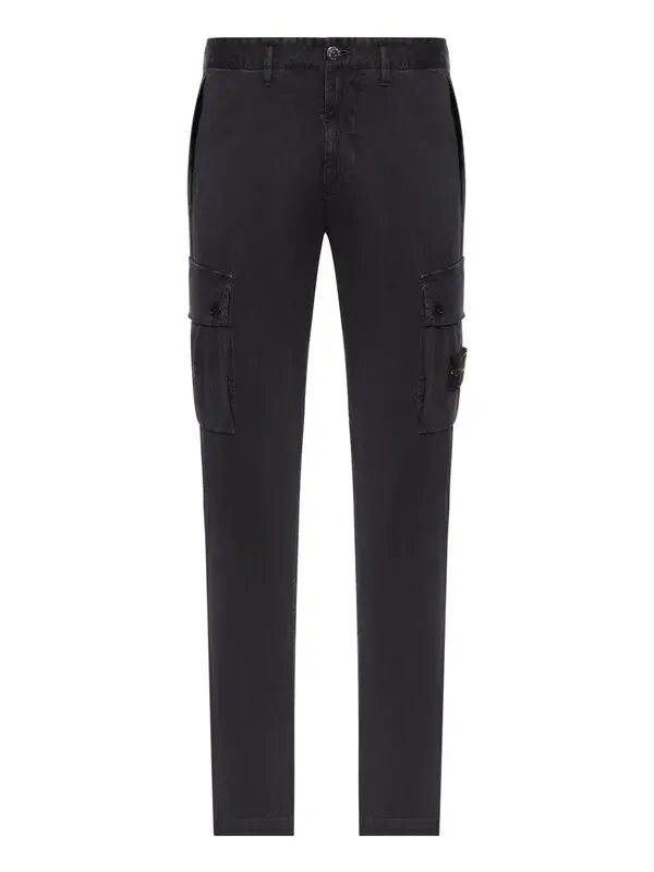 Stone Island Logo Patch Cargo Trousers - Black
