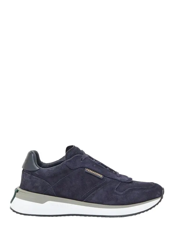 FERRAGAMO Suede Lace-up Sneakers - Navy Blue