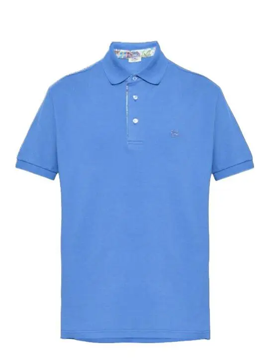 Etro Pegaso Embroidered Polo Shirt - Blue