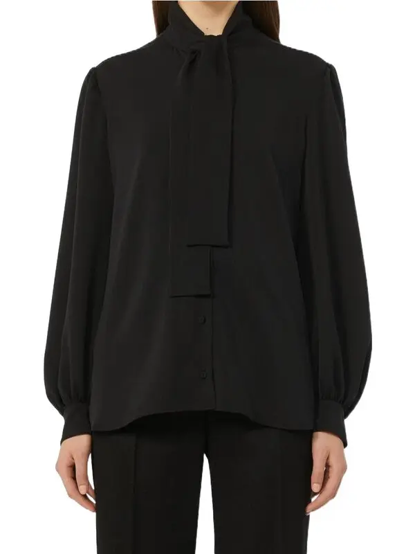 Max Mara Melania Tie Detailed Button-up Shirt - Black
