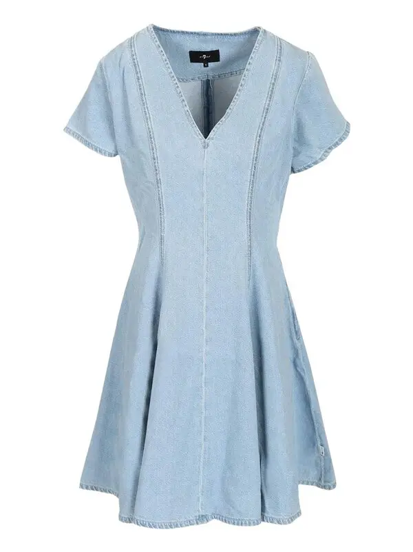 7 For All Mankind Flared Denim Dress - Blue