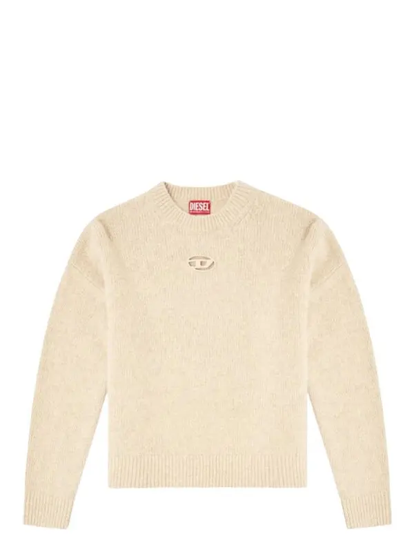 DIESEL® M-areeta Sweater With Embroidered Oval D Detail - Beige