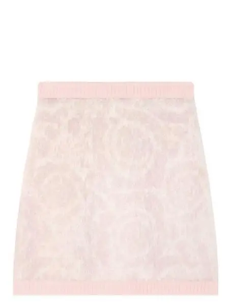 Versace Knitted Mini Skirt With Baroque Pattern - Pink