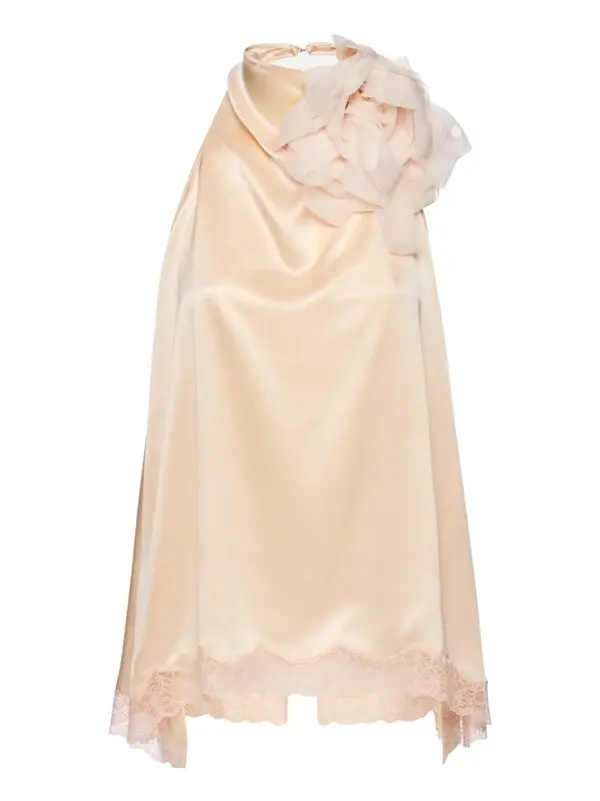 Magda Butrym Halterneck Lace-trim Top - Orange