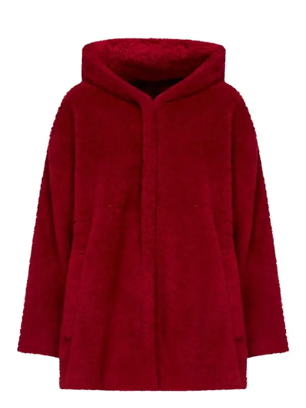 Max Mara Virgin Wool-blend Coat With Hood - Red