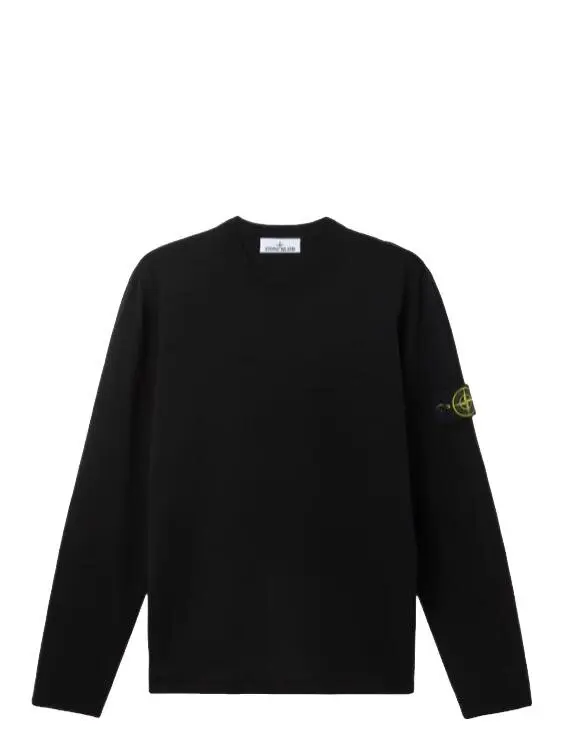 Stone Island Logo Patch Crewneck Jumper - Black