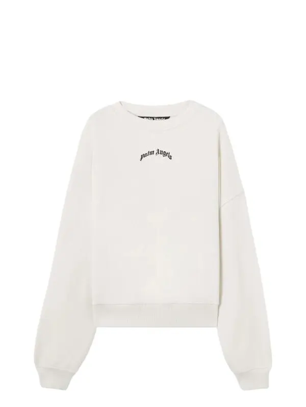 Palm Angels Curved Logo Loose Sweatshirt - Off White Black