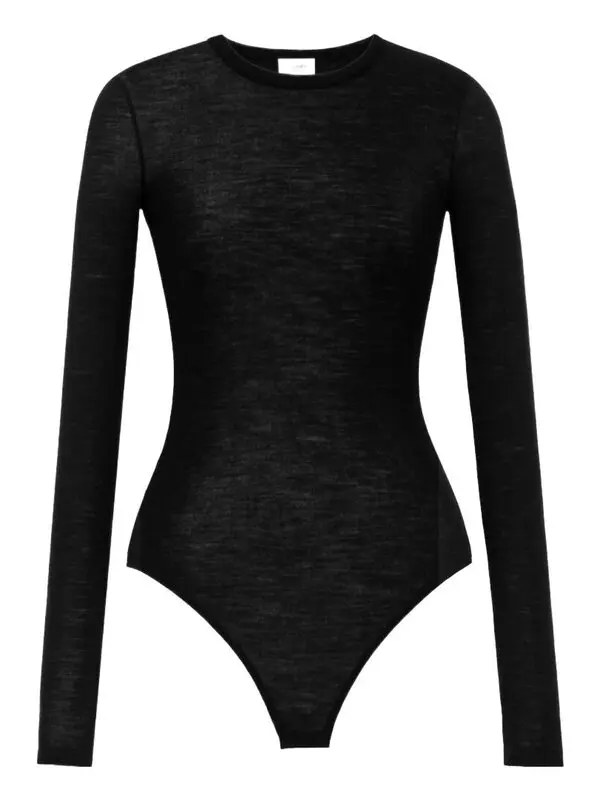 Saint Laurent Crewneck Bodysuit In Wool Jersey - Black
