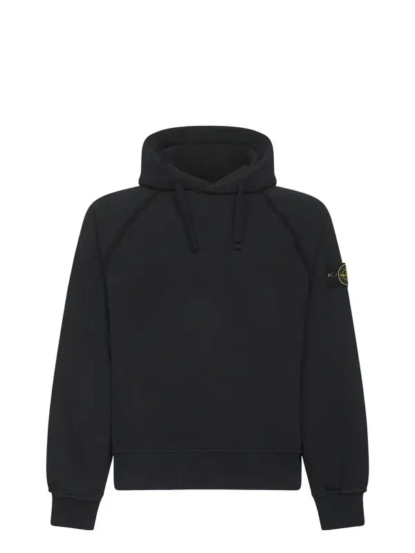Stone Island Garment Dyed Cotton Hoodie - Black