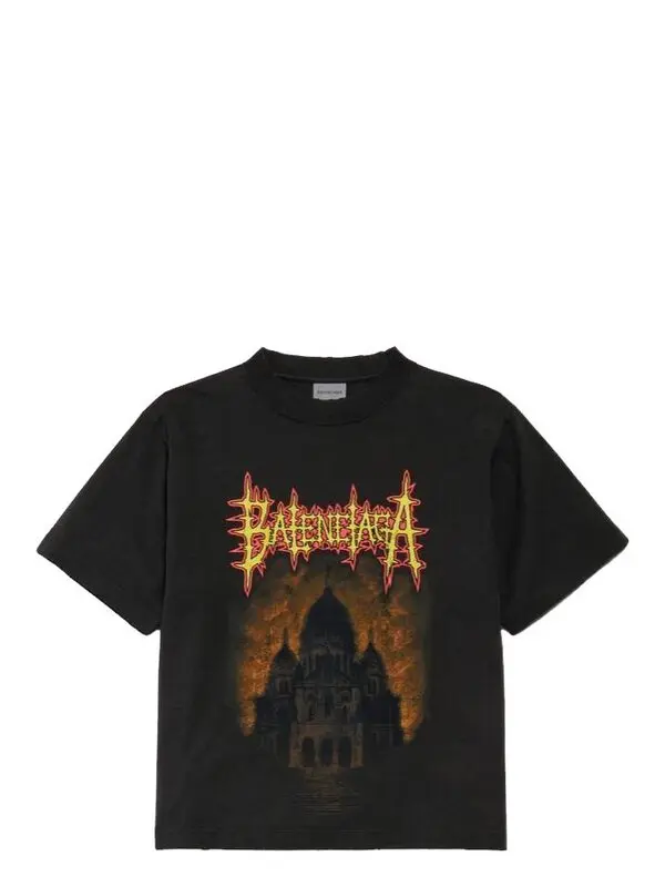 Balenciaga Graphic Printed Crewneck T-shirt - Black