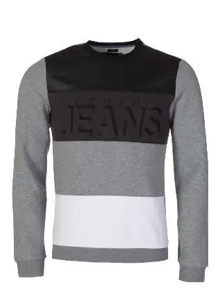 Emporio Armani Colorblock Crewneck Pullover - Gray