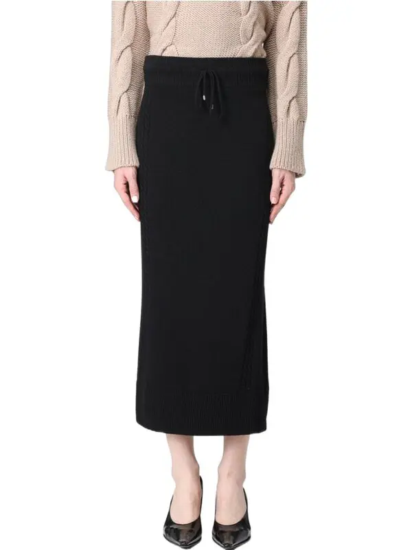 Ermanno Scervino Elasticated Waist Skirt With Slit Detail - Black