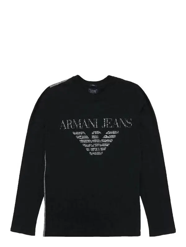 Emporio Armani Round Collar And Long-sleeved T-shirt - Black