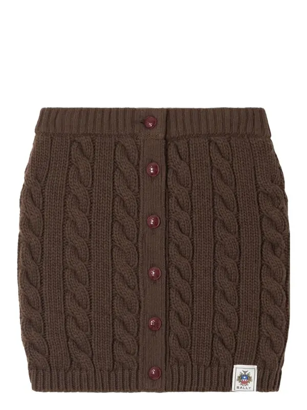 Bally Cable Knit Wool Mini Skirt - Brown