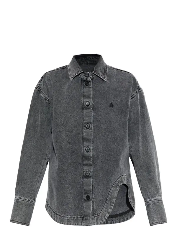 Attico The Eliza Shaped Split Denim Shirt - Black