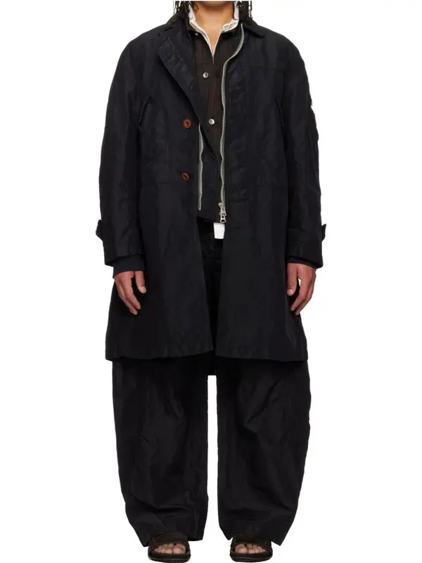 Sacai Pleated Twill Coat - Black