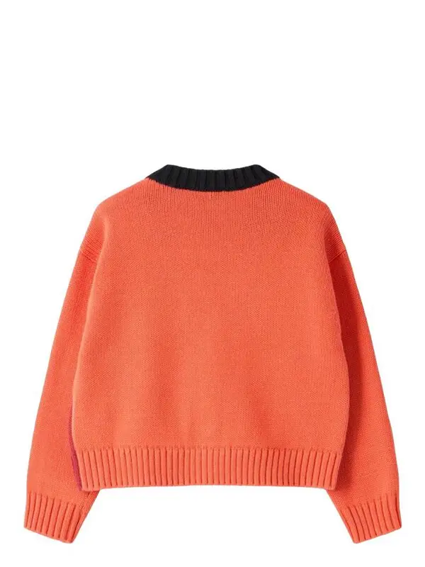 IL GUFO V-neck Cardigan With Color Blocking - Orange