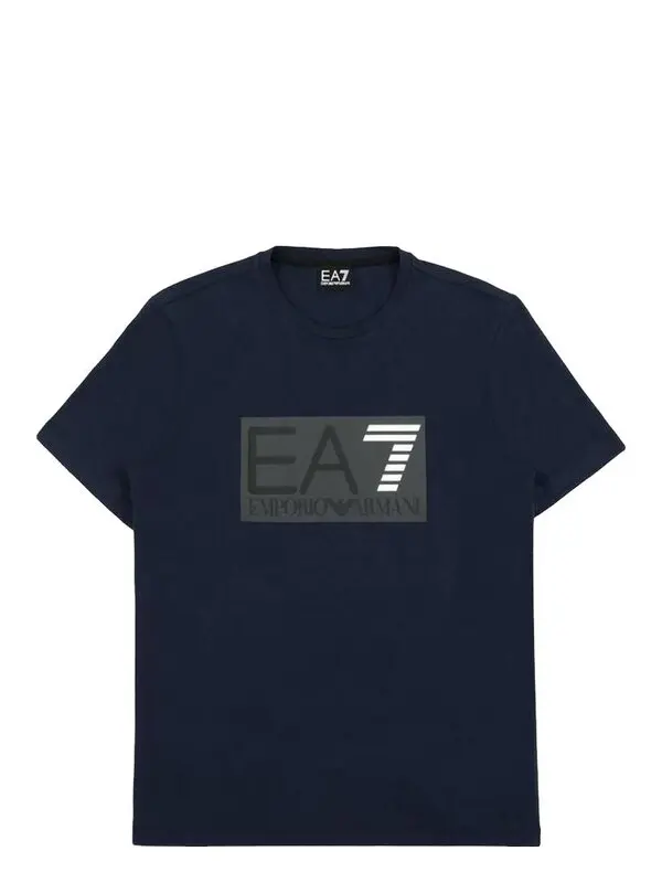 EA7 Logo Printed T-shirt With Round Neck - Black