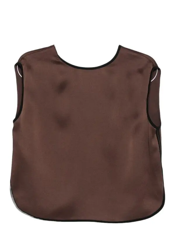 FORTE_FORTE Sleeveless Blouse With Curved Hem - Brown