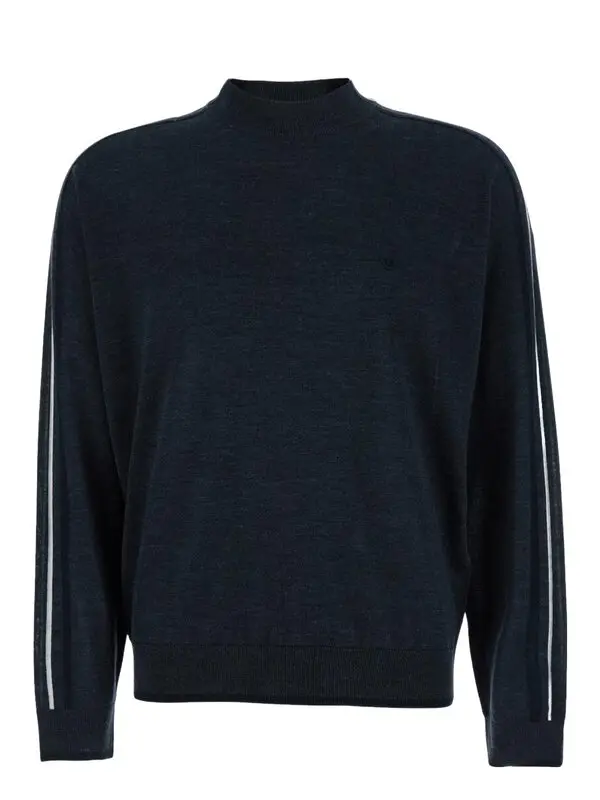 Emporio Armani Striped Crewneck Jumper - Grey