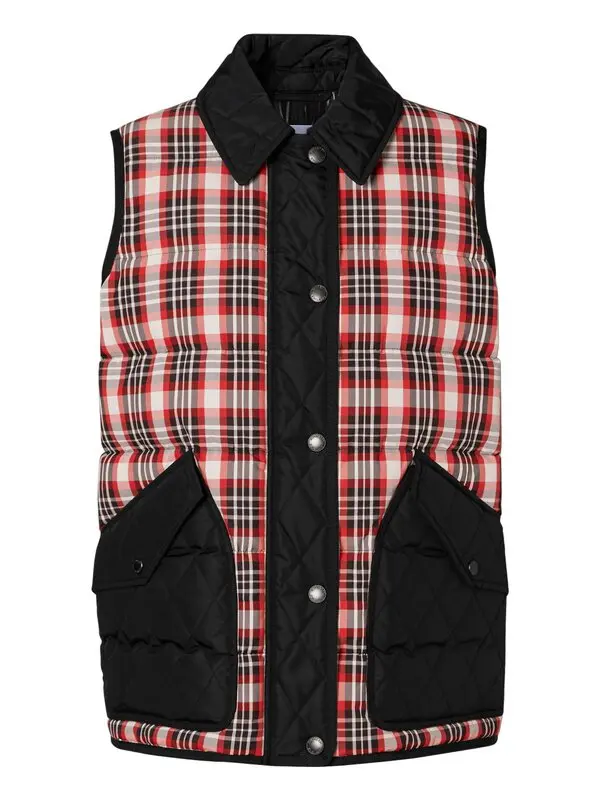 Burberry Quilted Tartan Puffer Gilet - Black
