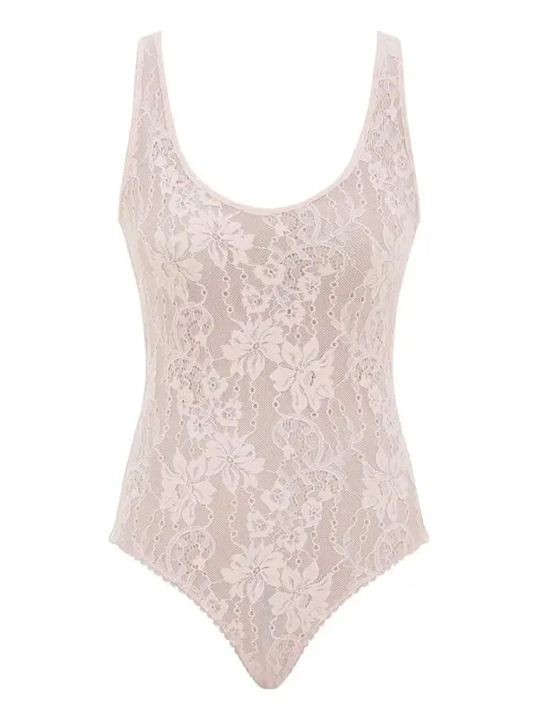 Zimmermann Lace Scoop Neck Bodysuit - Pink