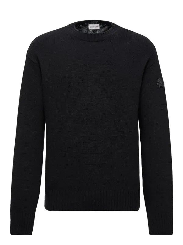 Moncler Wool Cashmere Crew Neck Sweater - Black
