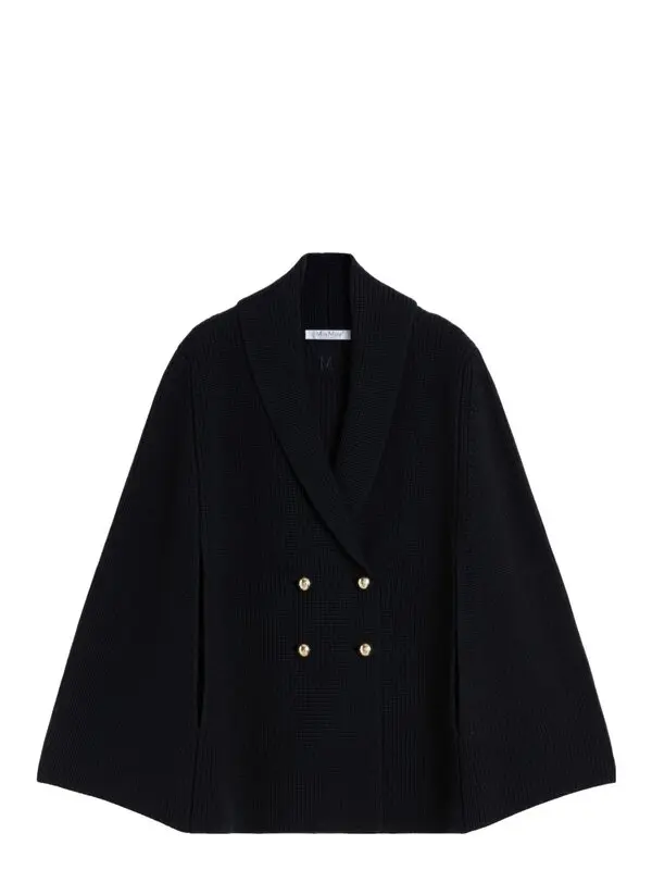 Max Mara Button-up Knit Cape - Midnight Blue